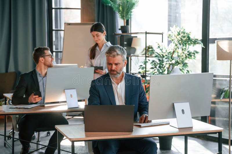 Using the Pc S, Sitting. Group of Business People are Working in the ...