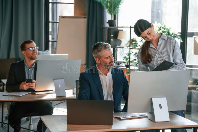 Using the Pc S, Sitting. Group of Business People are Working in the ...