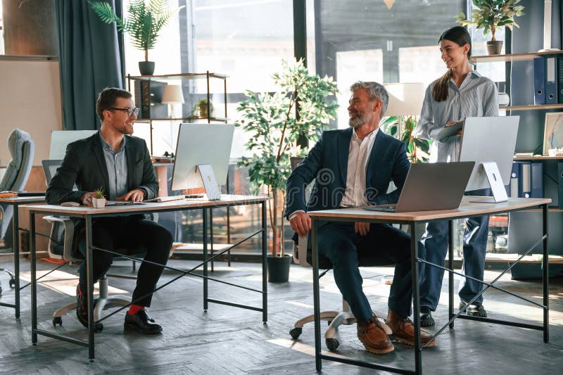 Using the Pc S, Sitting. Group of Business People are Working in the ...