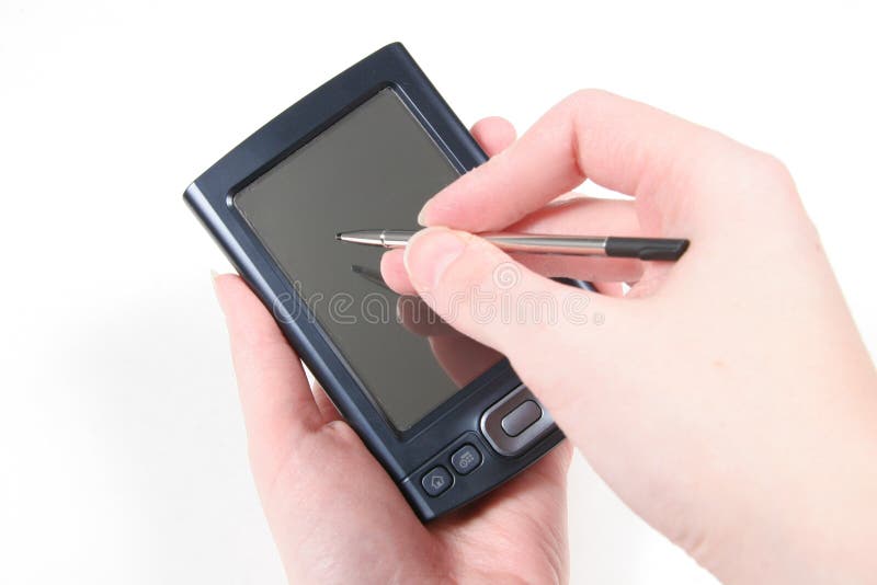 Using PDA with Pen stock image. Image of finance, black - 1547943