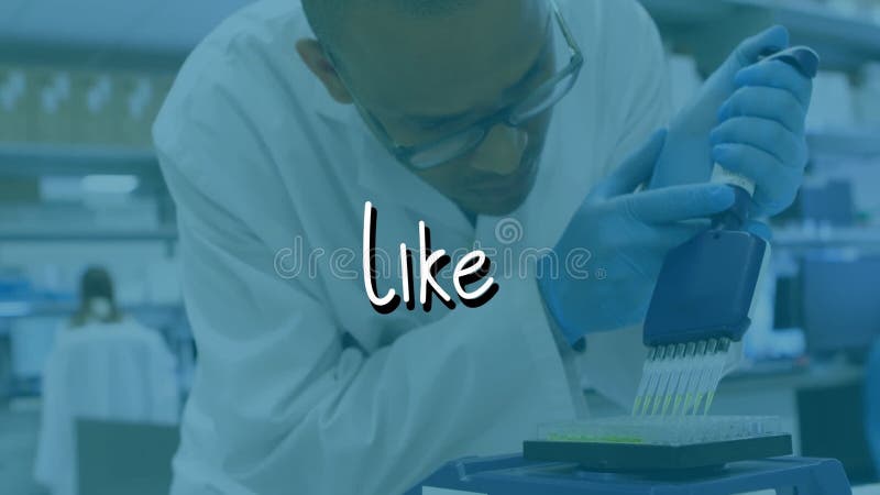 Using Pipette in Lab, Scientist with Like Text Overlay in Animation ...
