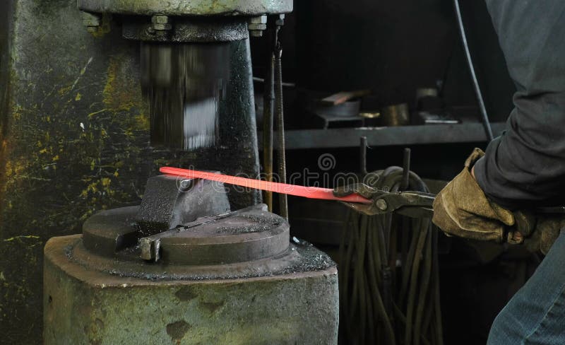 Using Pneumatic Hammer To Shape Hot Metal. Making the Sword Out of ...
