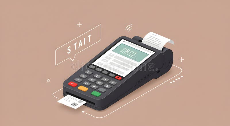 Using Pos Terminal for Contactless Payment with Printed Receipt Stock ...