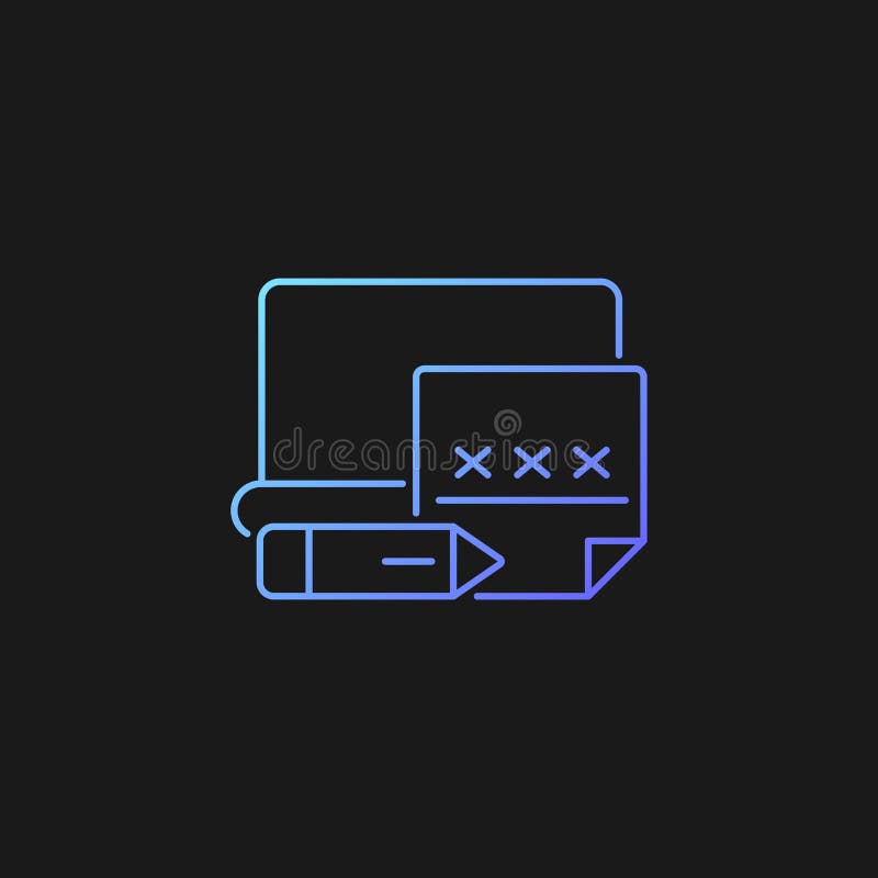 Using Post It To Remember Password Gradient Vector Icon For Dark Theme Stock Vector
