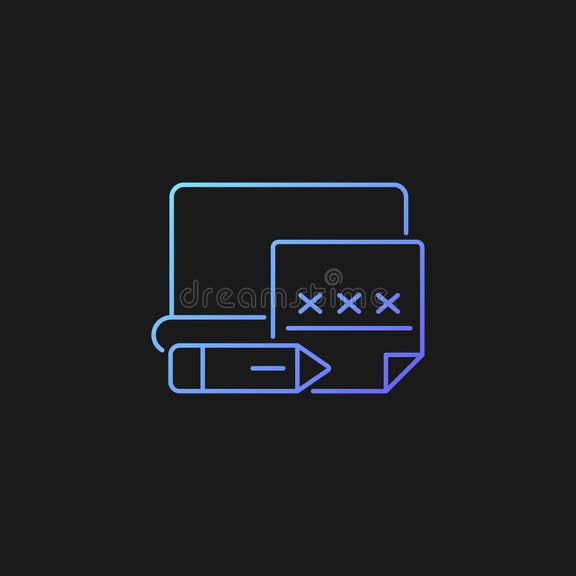 Using Post It To Remember Password Gradient Vector Icon For Dark Theme