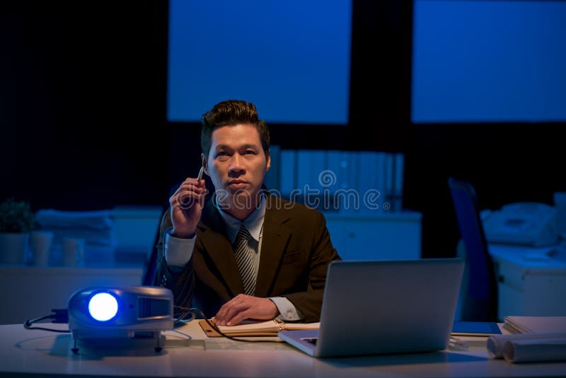 Using projector stock photo. Image of presentation, sitting - 55557346