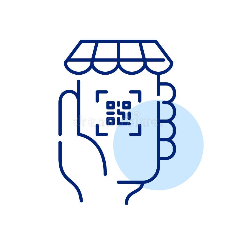 Using Qr Code To Access Online Shopping App. Pixel Perfect Icon Stock ...