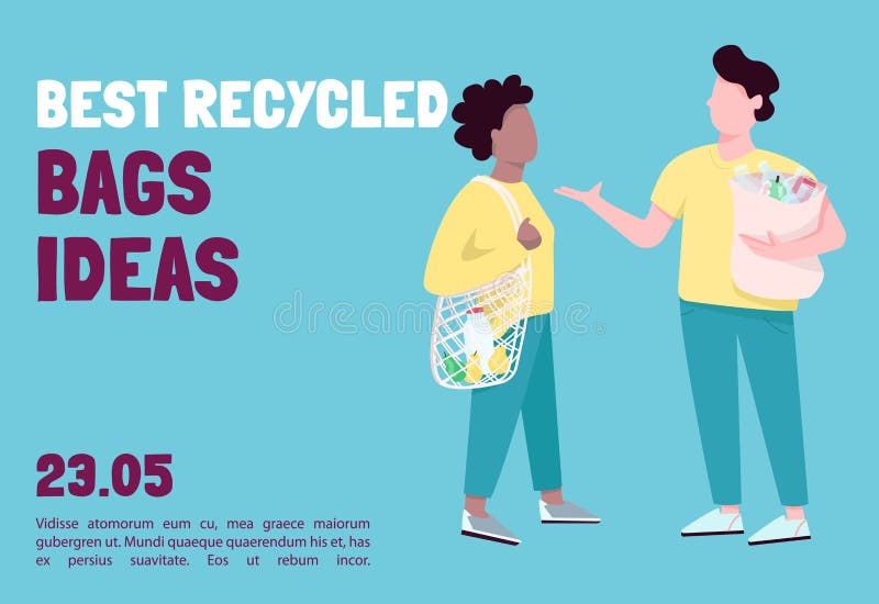 Using Recyclable Bags for Shopping Banner Flat Vector Template Stock ...