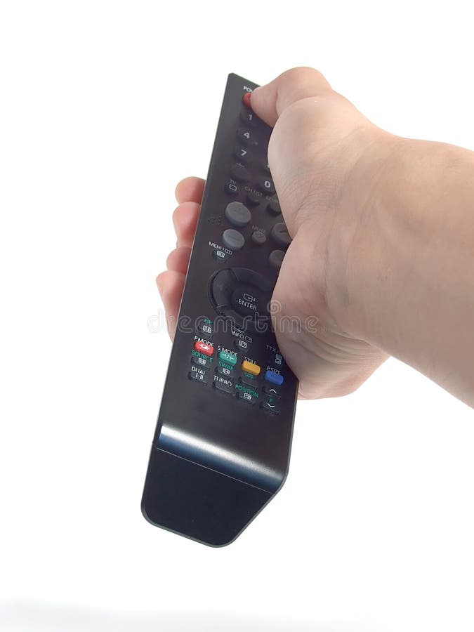 Using the remote control stock image. Image of screen - 9814847