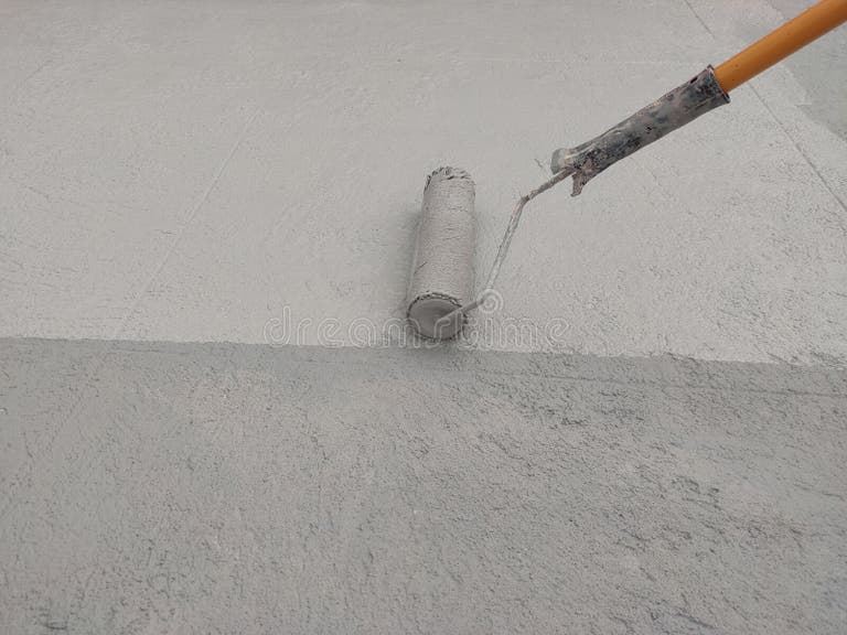 Waterproofing a Building Using a Paint Roller Stock Image - Image of ...