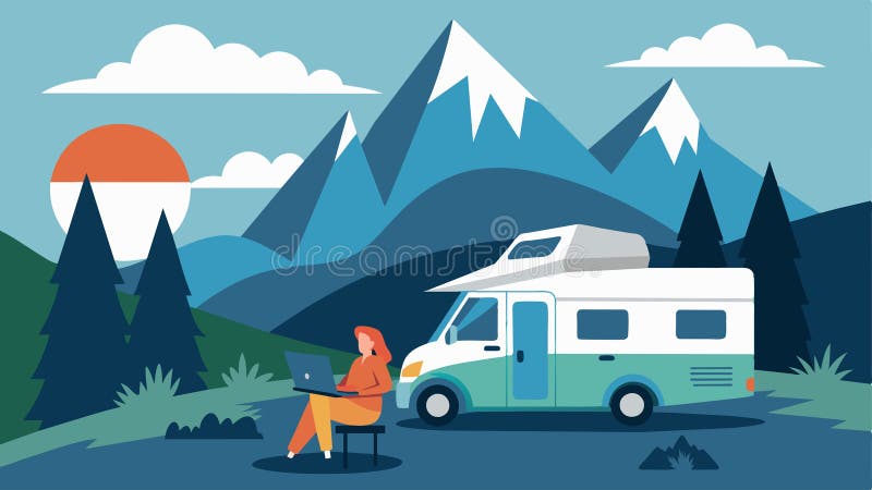 Using a Satellite Internet Connection a Mobile App Developer Works from ...