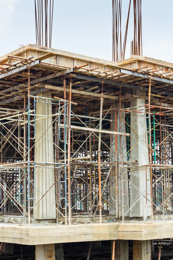 Using Scaffolding at Construction Stock Photo - Image of foundation ...