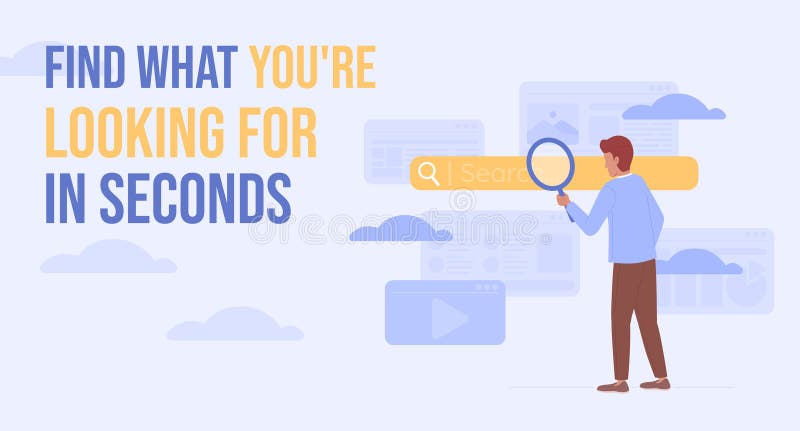 Using Search Engines Benefits Flat Vector Banner Template Stock ...