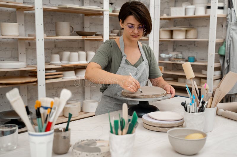 Using a Sharp Pottery Carving Knife To Cut Out a Perfect Round Shape ...