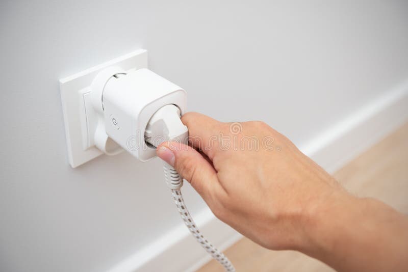 Using Smart Socket on the Wall in a Smart Home Stock Image - Image of ...