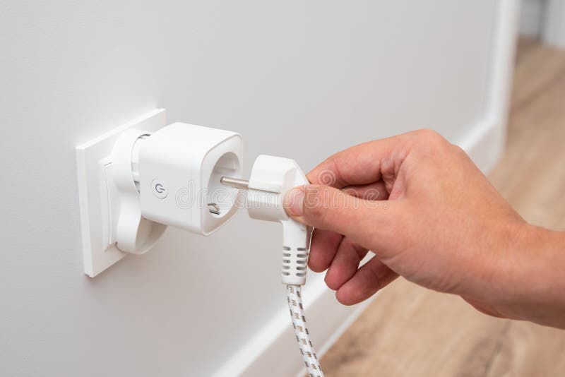 Using Smart Socket on the Wall in a Smart Home Stock Image - Image of ...