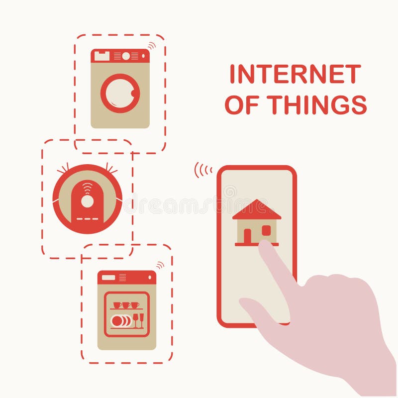Using Smart Technology at Home. Internet of Things Stock Vector ...