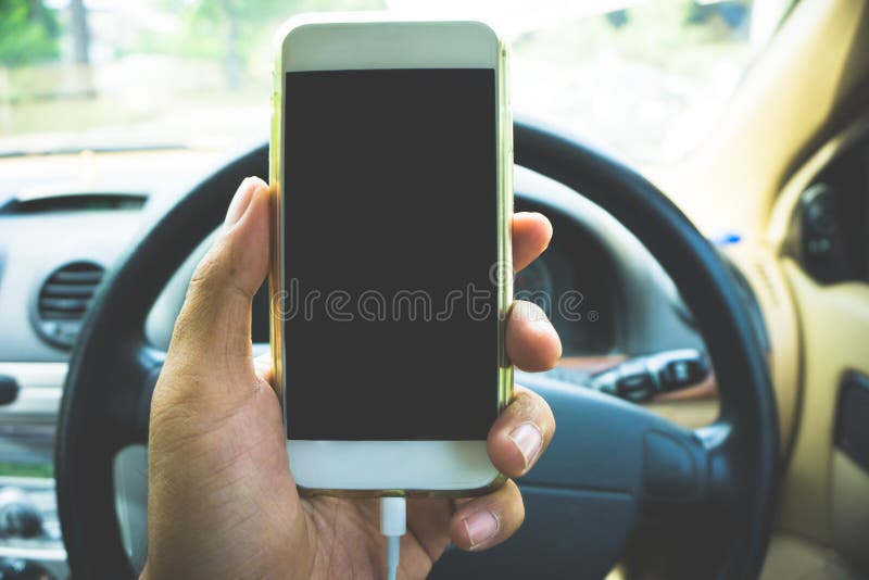Using a Smartphone while Driving a Car Stock Photo - Image of ...
