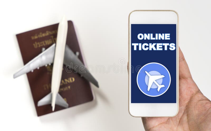 Using Smartphone for E Ticket and Online Ticket for Plane Travel Stock ...