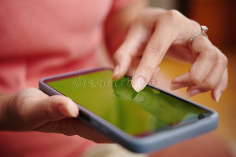 Using Smartphone with Green Screen for Custom Content Stock Image ...