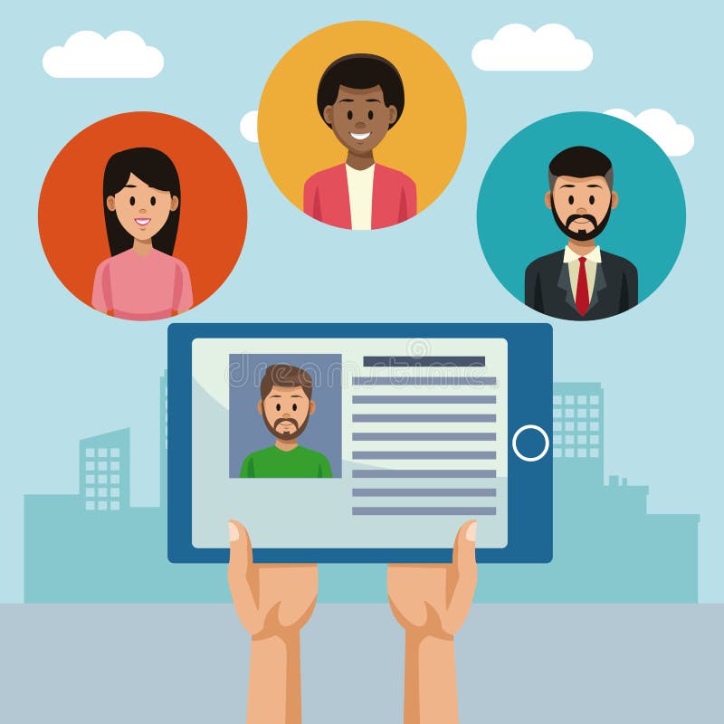 Using Smartphone To Connect People Stock Vector - Illustration of ...