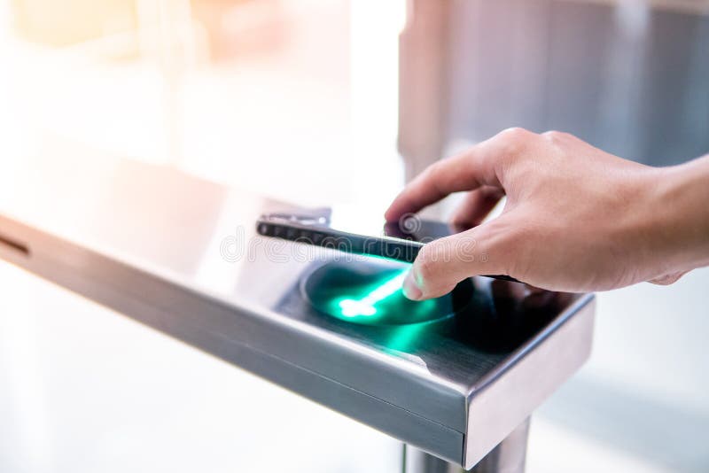 Using Smartphone To Open Automatic Gate Machine Stock Photo - Image of ...