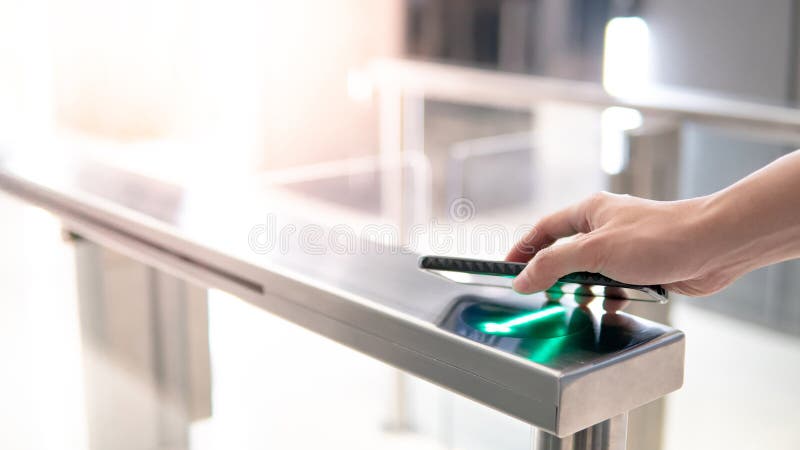 Using Smartphone To Open Automatic Gate Machine Stock Image - Image of ...