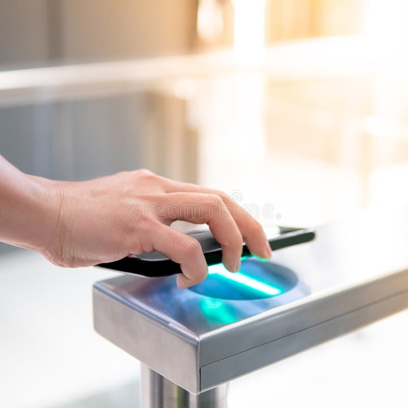 Using Smartphone To Open Automatic Gate Machine Stock Photo - Image of ...