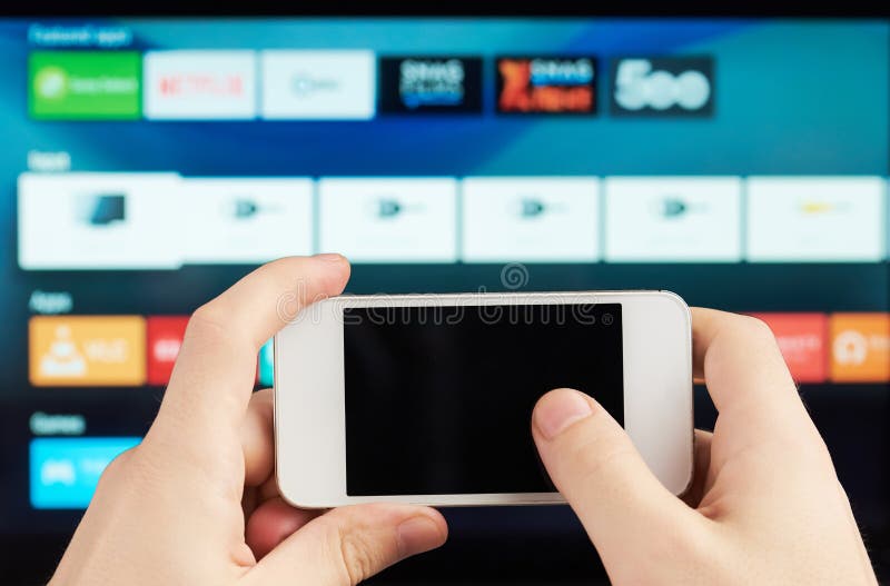 Using Smartphones As Tv Remote Stock Image - Image of smartphone ...