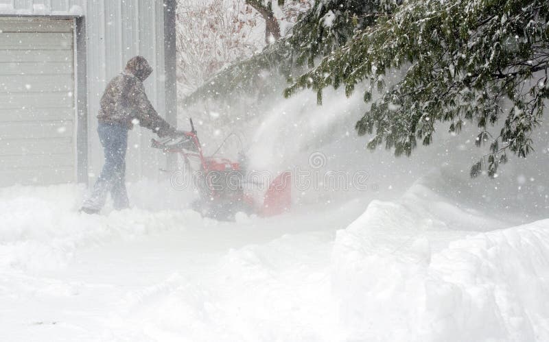 Using a Snow Blower To Clear Snow Stock Image - Image of emergency ...