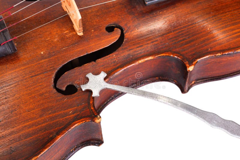 Using the Sound Post Setter Stock Image - Image of tool, used: 117040469