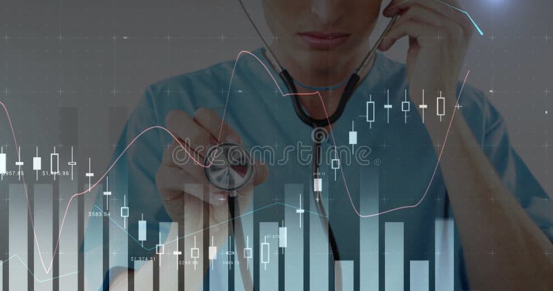 Using Stethoscope, Doctor Examining Financial Data Analysis Animation ...