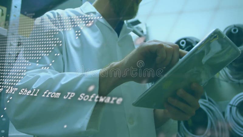 Using Tablet with Digital Data Overlay, Scientist Working in Laboratory ... Using Tablet with Digital Data Overlay, Scientist Working in Laboratory ...