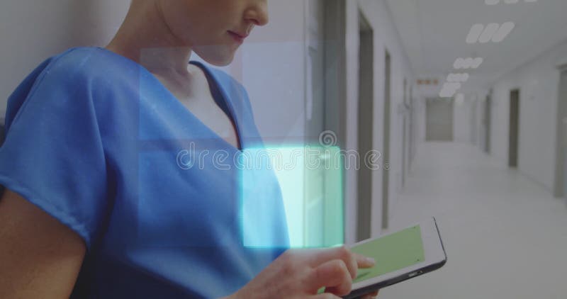 Using Tablet with Digital Interface, Healthcare Professional in ...