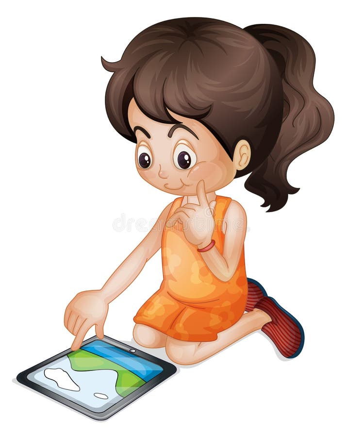 Boy using a tablet PC stock vector. Illustration of tablet - 34489276