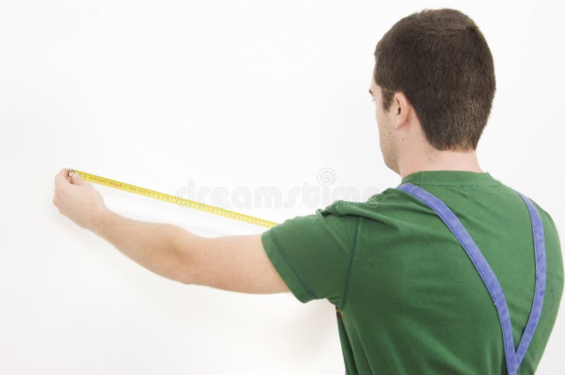 Using tape measure stock photo. Image of caucasian, work - 9507720
