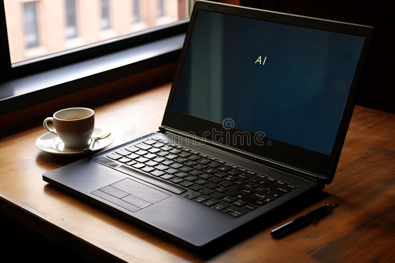 Using Technology AI for Working Tools. Laptop with AI Written on the ...
