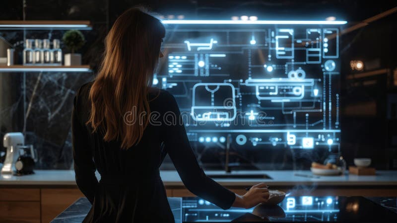 Technological Interior Designer Creating Digital Mock-ups of Houses ...