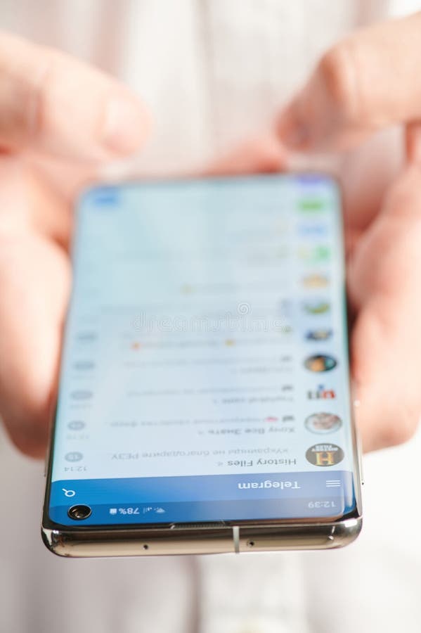 Using telegram mobile app editorial photography. Image of hold - 153928992