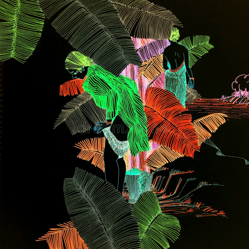 Using the Toilet Behind a Tree, Village Bride 2 Stock Illustration ...