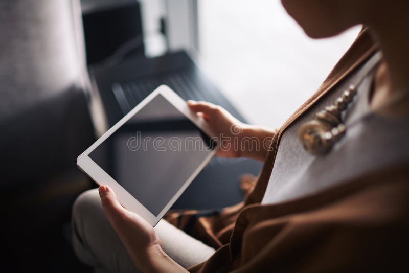 Using touchpad stock photo. Image of modern, gadget, hand - 61331292