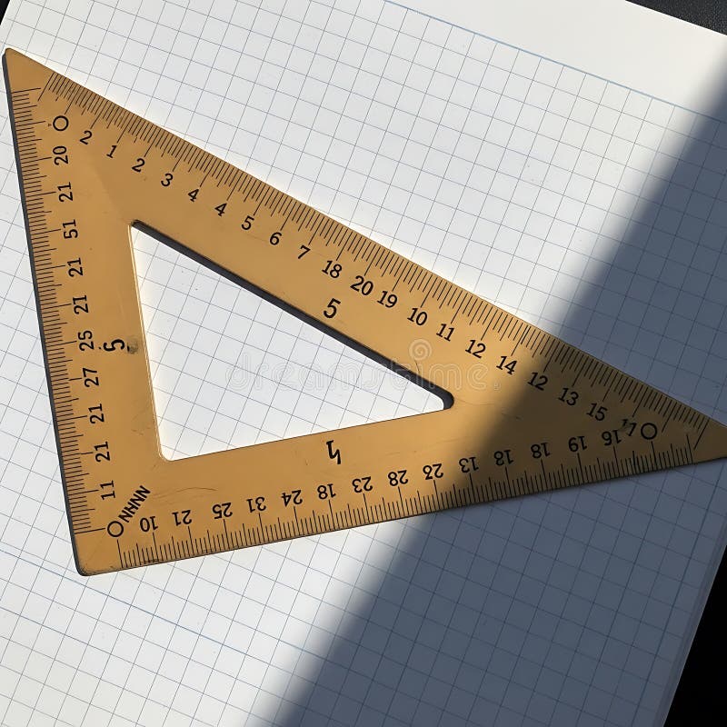 Using Triangle Ruler for Technical Drawing on Graph Paper Stock ...