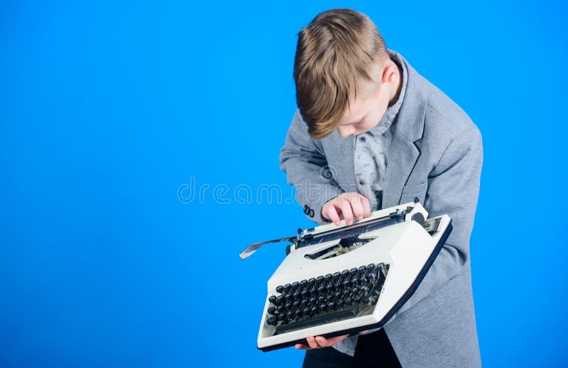 Boy Typing Old Typewriter Stock Photos - Free & Royalty-Free Stock ...