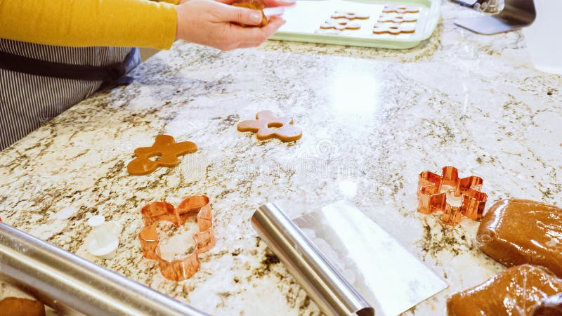 Baking Christmas Gingerbread Cookies in a Modern Kitchen Stock Photo ...
