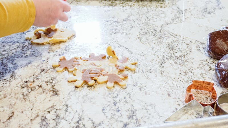 Baking Christmas Gingerbread Cookies in a Modern Kitchen Stock Image ...