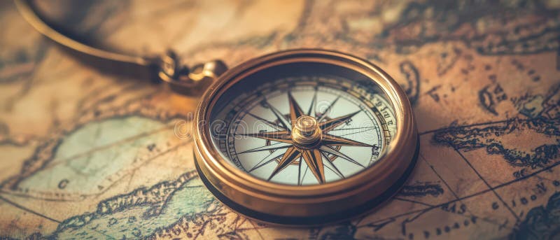 Using a Vintage Compass on a Map Stock Photo - Image of west, east ...