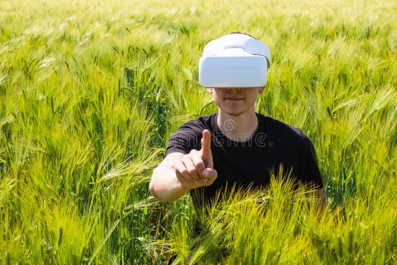 Using Virtual Reality Glasses Outside Stock Photo - Image of young ...