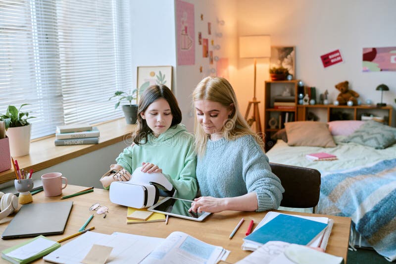 Using Virtual Reality Goggles for Educational Purposes Stock Image ...