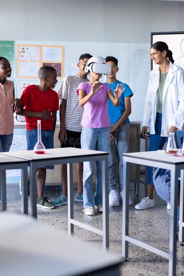 Using VR Headset, Student Engaging in Virtual Experiment in School ...