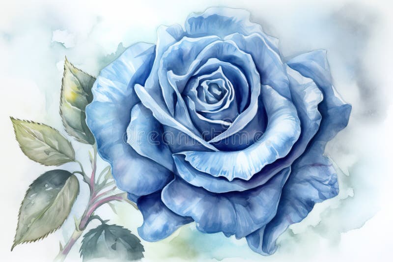 Using a Watercolor Technique, Paint a Blue Rose with a Romantic and ...